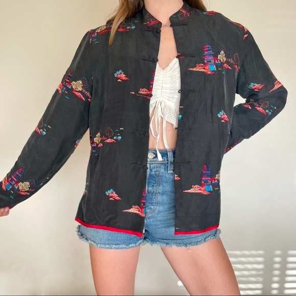 Chico's | Jackets & Coats | Vintage Silk Embroidered Jacket Asian ...